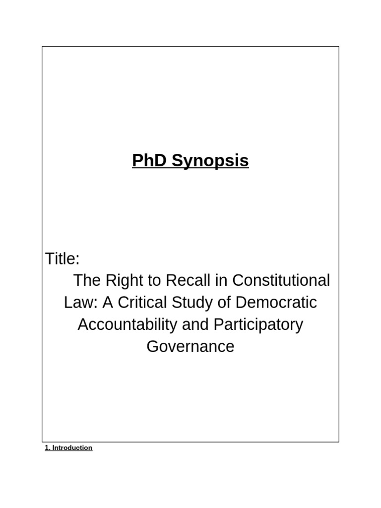 PhD Synopsis - Ram | PDF | Democracy | Political Ideologies