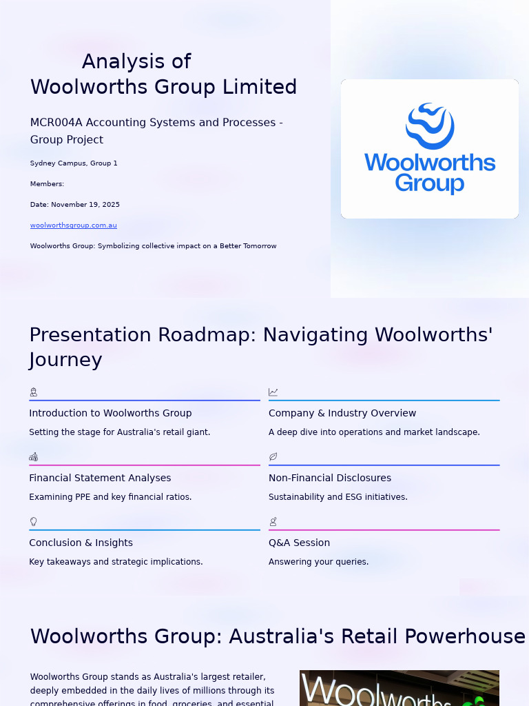 Woolworths Group Financial & ESG Analysis | PDF | Sustainability | Retail