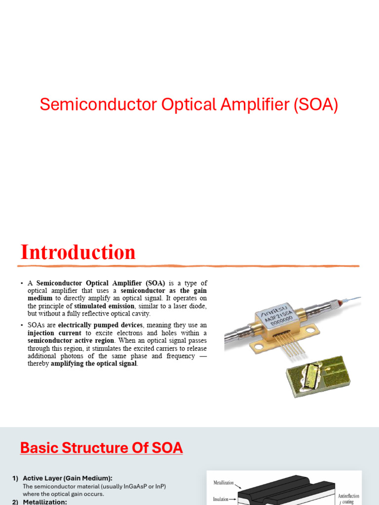Overview of Semiconductor Optical Amplifiers | PDF | Amplifier | Laser