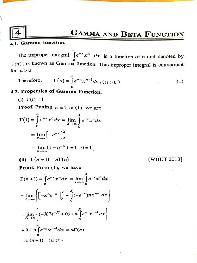Gamma Beta Function BK Pal | PDF | Function (Mathematics) | Discrete ...