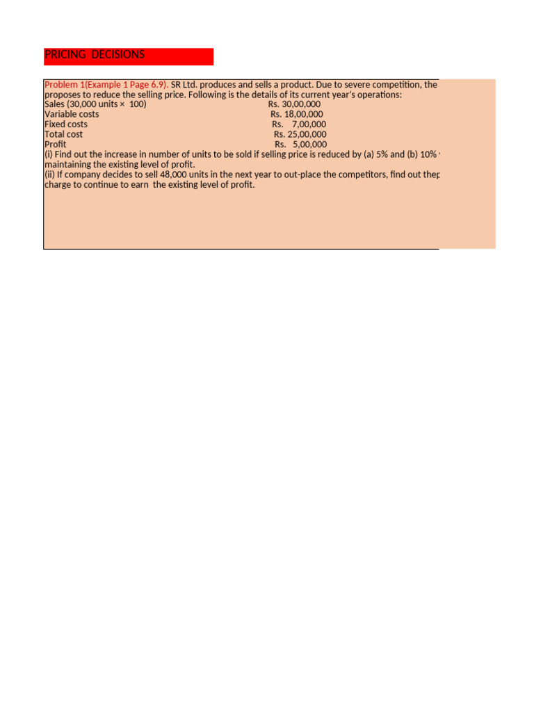 Decision Making Questions | PDF | Prices | Cost