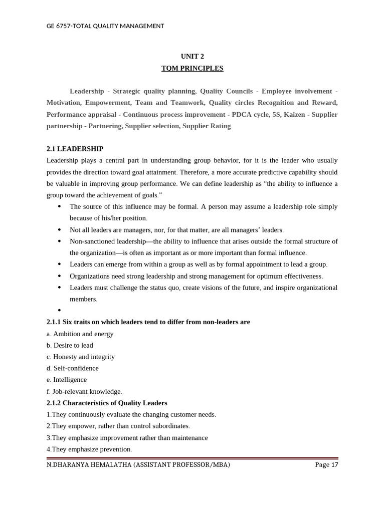 UNIT 2 | PDF | Leadership | Performance Appraisal