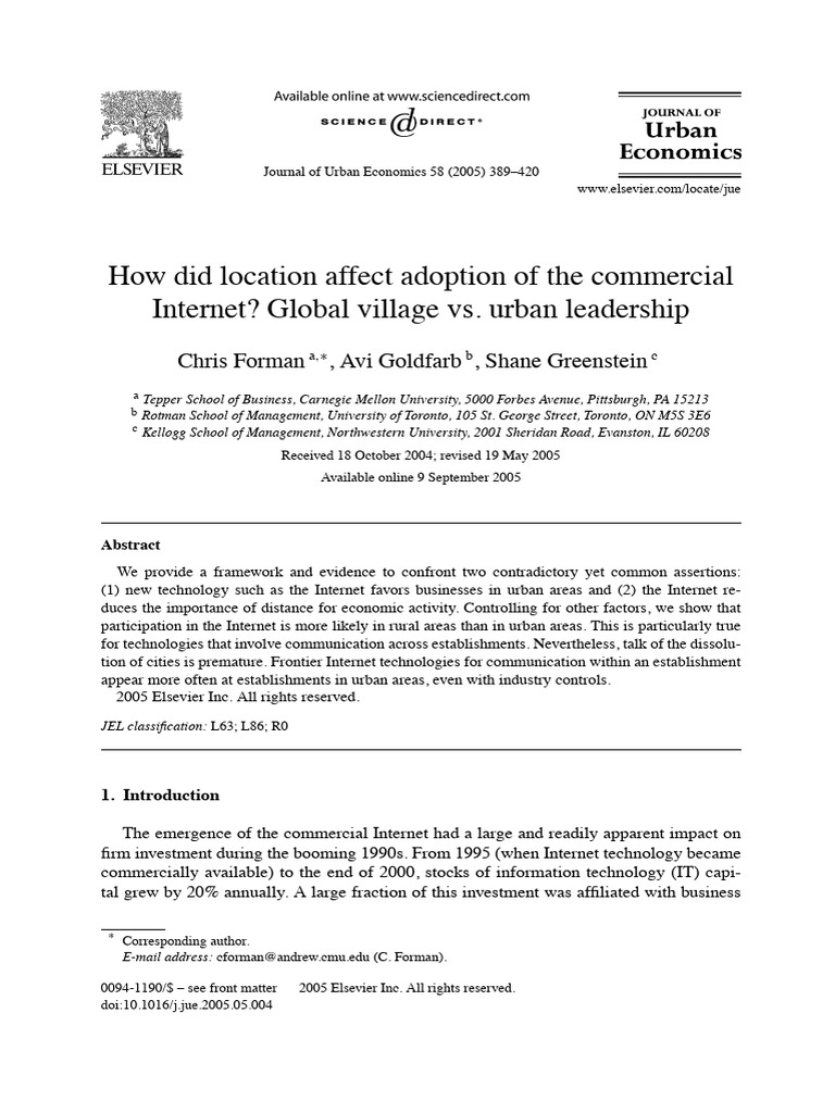 Forman Goldfarb and Greenstein JUE 2005 - How Did Location Affect ...