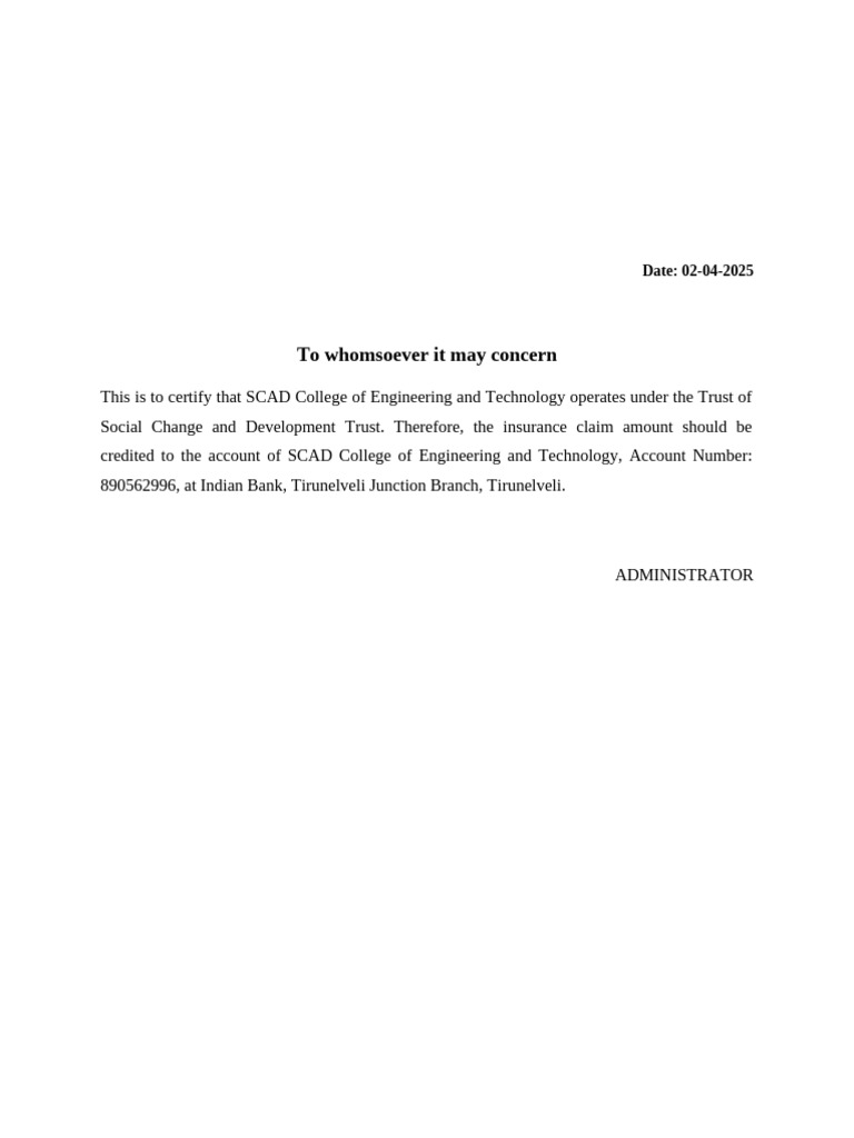 Letter Bindo Sir for Scad Trust | PDF