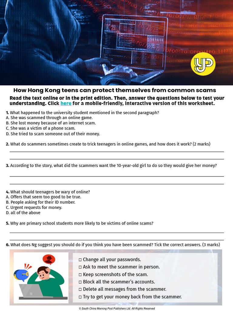 Worksheet Teen Scams | PDF