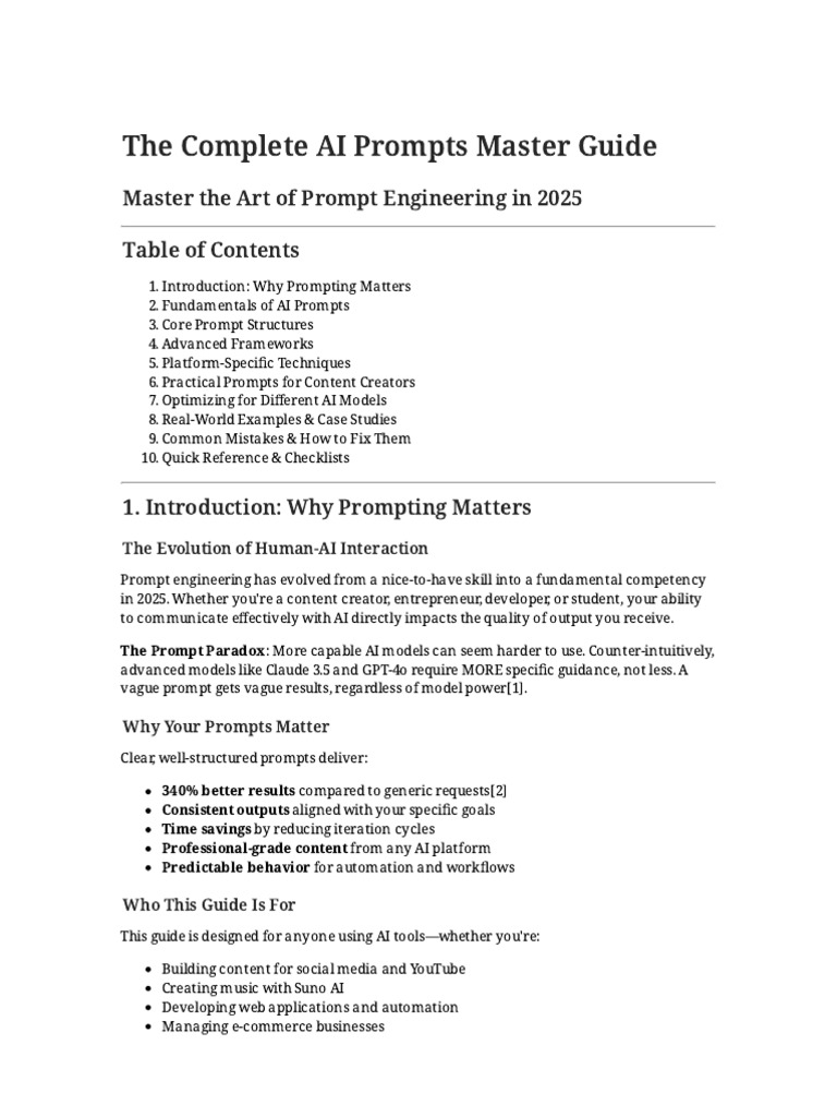 Mastering AI Prompt Engineering Guide | PDF | Artificial Intelligence ...