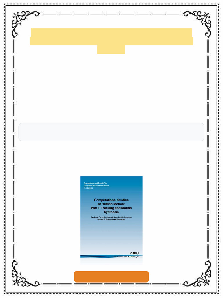 Computational Studies of Human Motion David Forsyth Newest Ebook ...
