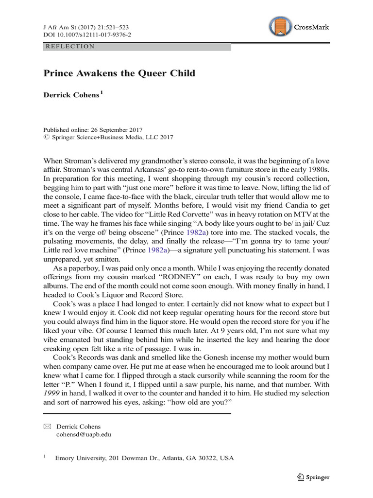 Prince Awakens The Queer Child: Derrick Cohens | PDF | Psychological ...