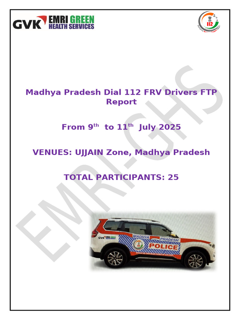 MP Dial 112 FRV Driver Training Report | PDF | Driving | Transport