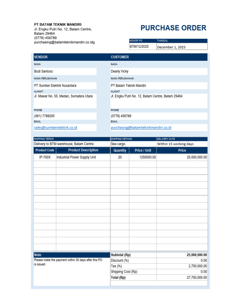 Copy of Contoh-Purchase-Order Pppp (1) | PDF