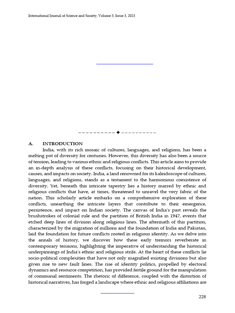 Ethnic and Religious Conflicts in India A Comprehe | PDF | Identity ...