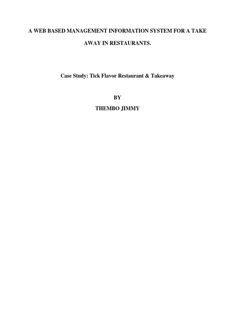 A Web Based Management Information System For A Take Away in ...