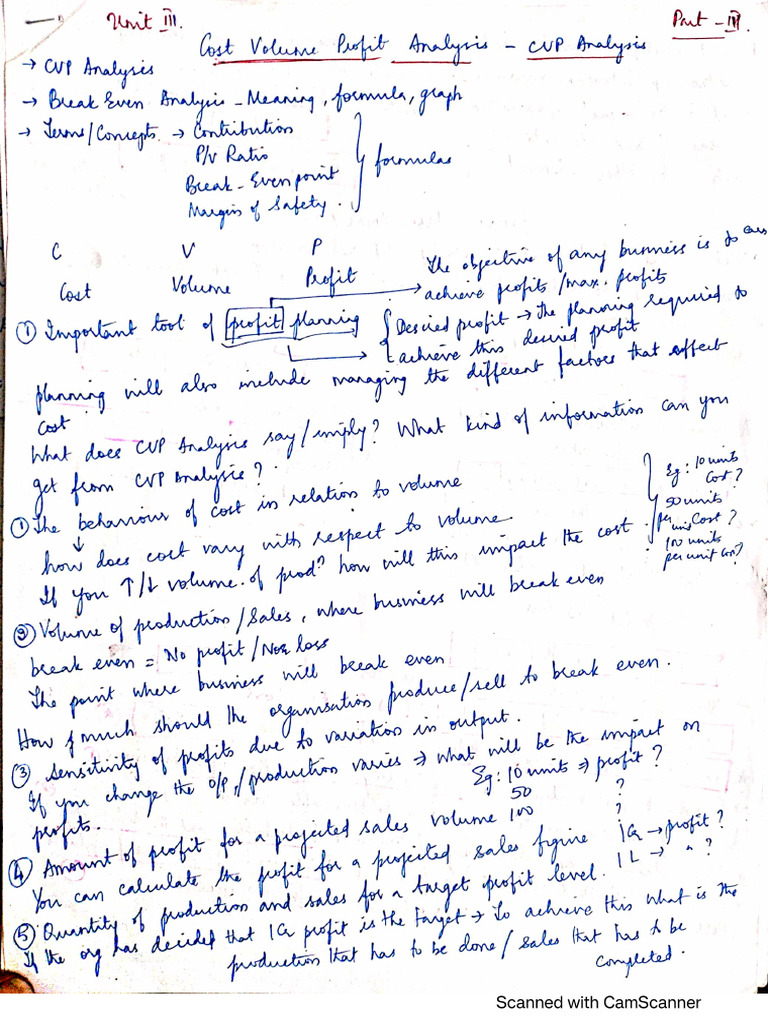 Unit 3 - CVP Analysis | PDF