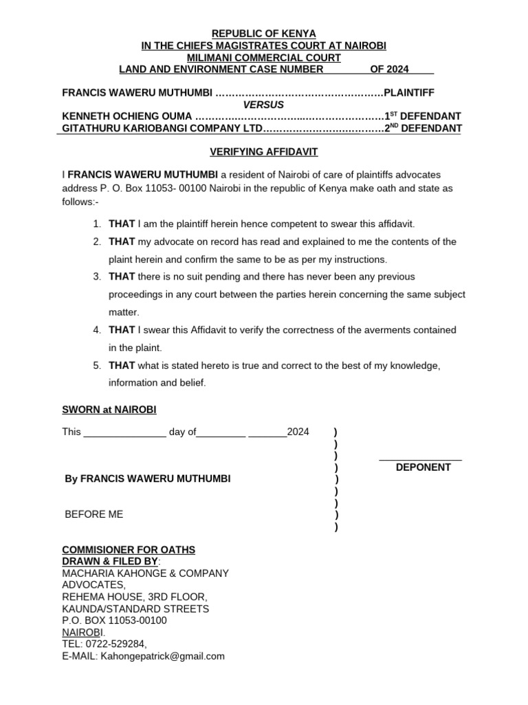 Verifying Affidavit | PDF