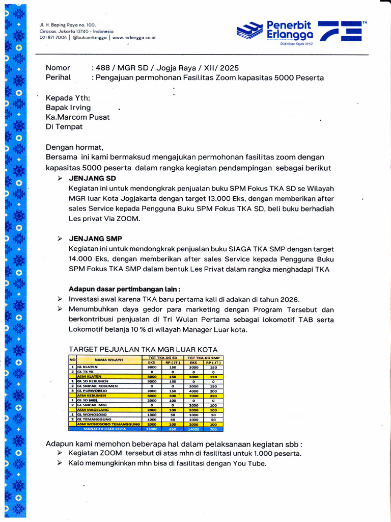 Permohonan Zoom 5000 Peserta untuk Buku | PDF