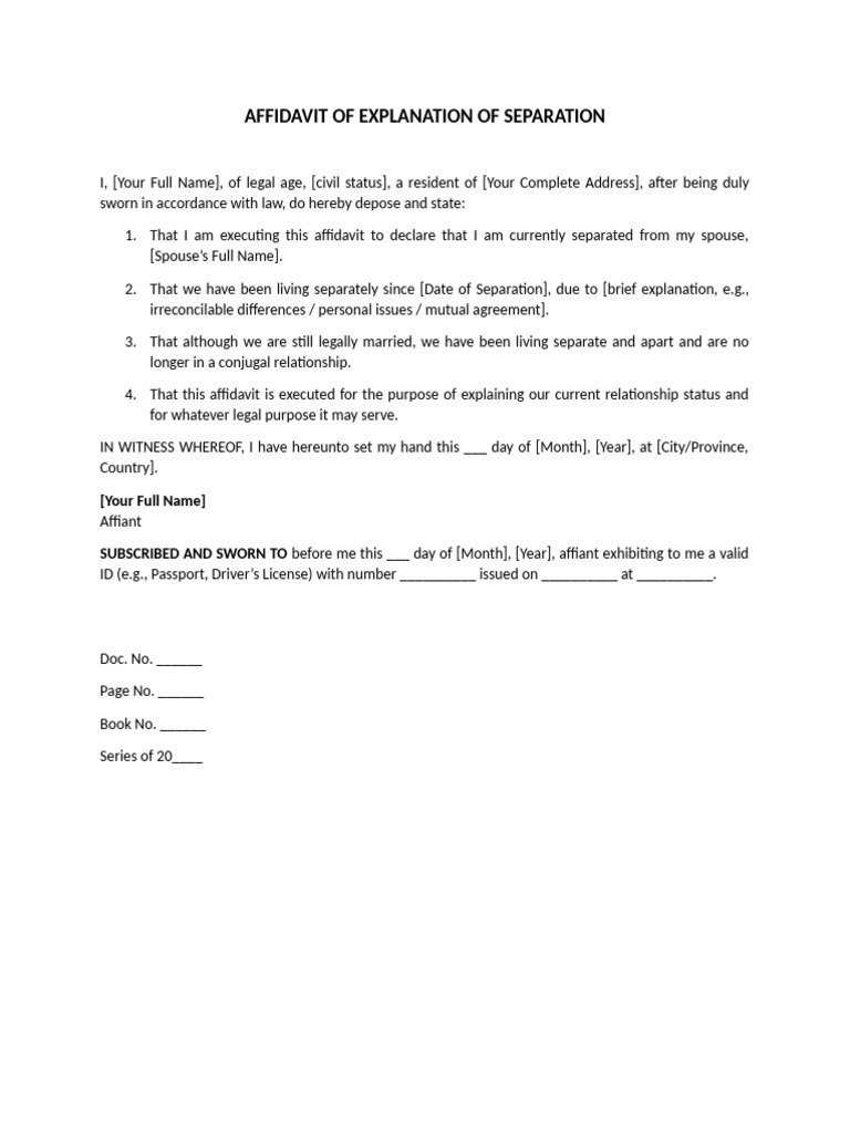 Affidavit of Explanation of Separation | PDF