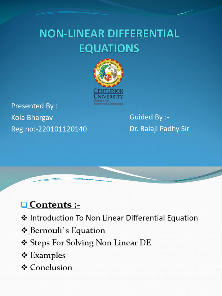 Non Linear Differential Equations[1] 1 | PDF