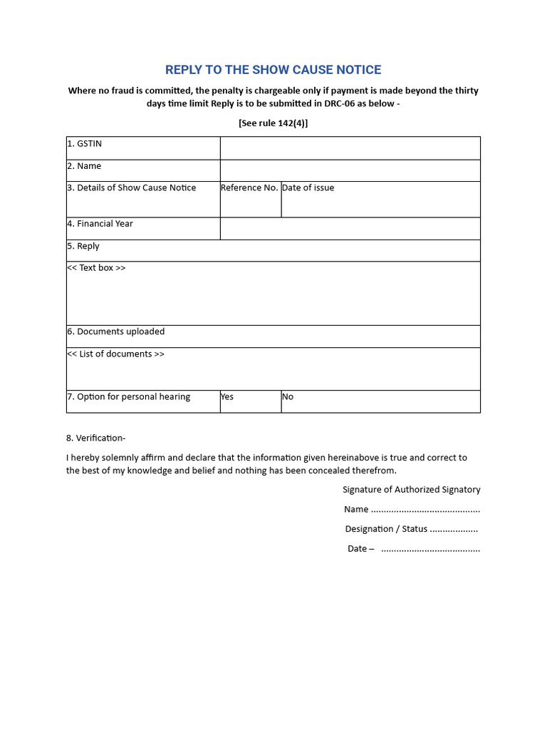 Reply to the Show Cause Notice | PDF