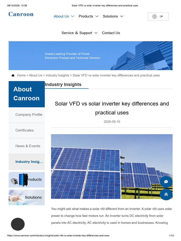 Solar VFD vs Inverter: Key Differences | PDF | Power Inverter ...