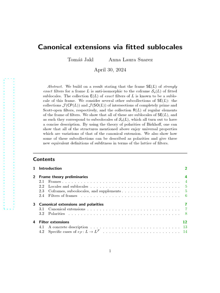 2024 Jakl Canonical Extensions Via Fitted Sublocales | PDF ...