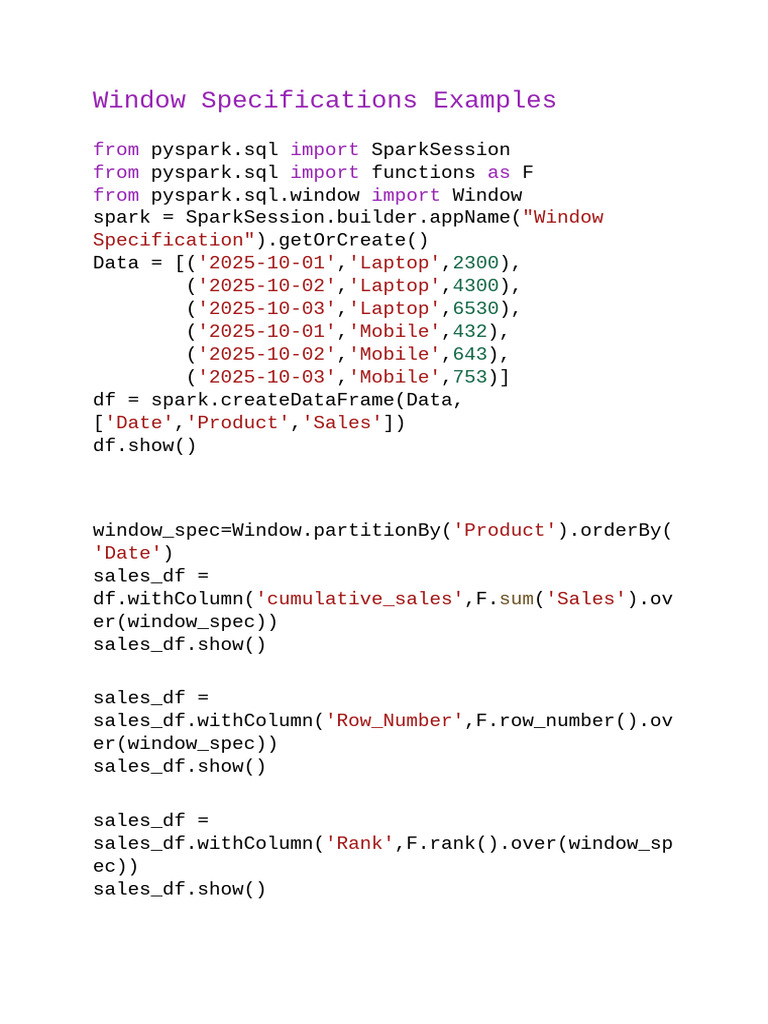 PySpark Window Functions Guide | PDF