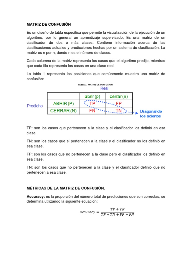 Matriz de Confusión y Métricas de Clasificación | PDF | Matriz ...