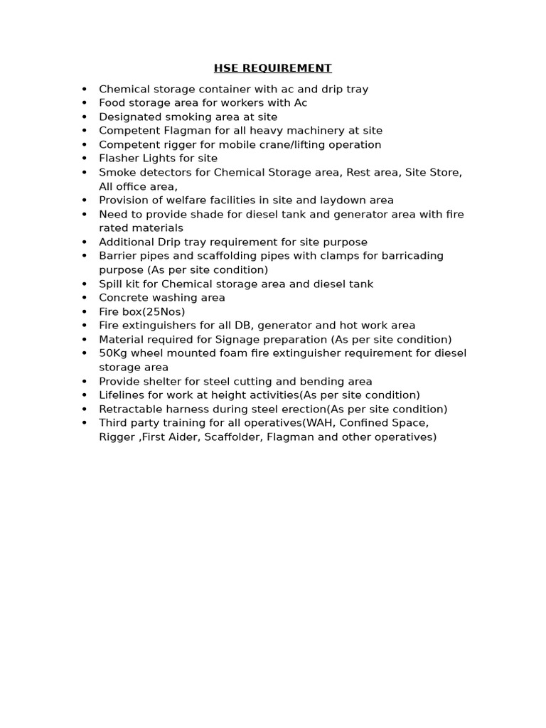 HSE Compliance Requirements for Construction | PDF