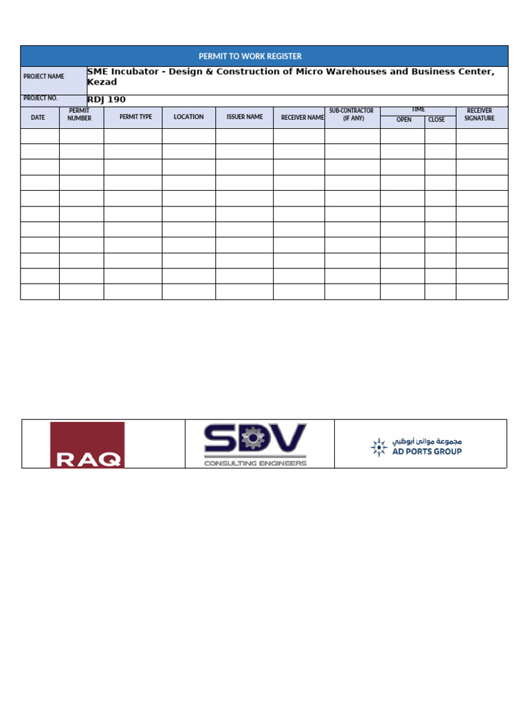 Permit to Work Register | PDF