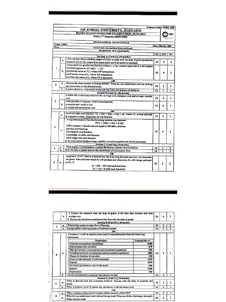 Economics Sample Paper | PDF