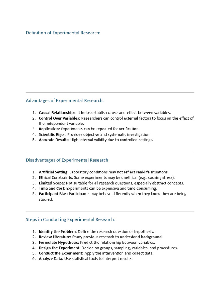 Experimental Research | PDF | Experiment | Scientific Method