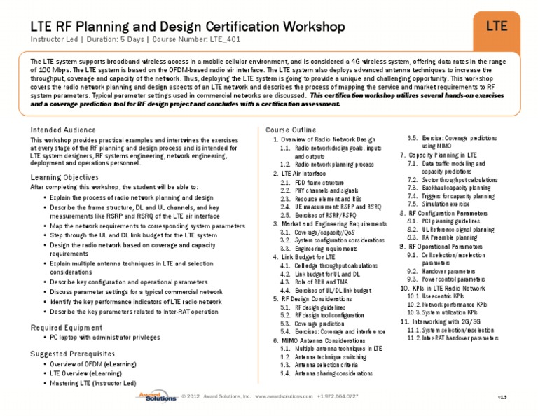 LTE Training | PDF | Lte (Telecommunication) | Radio