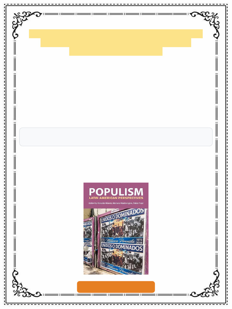 Populism: Latin American Perspectives First Edition Ronaldo Munck ebook ...