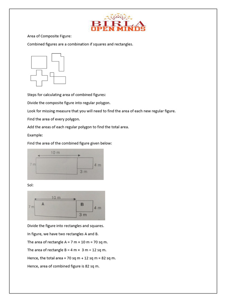 Area of Composite Figures Notes | PDF