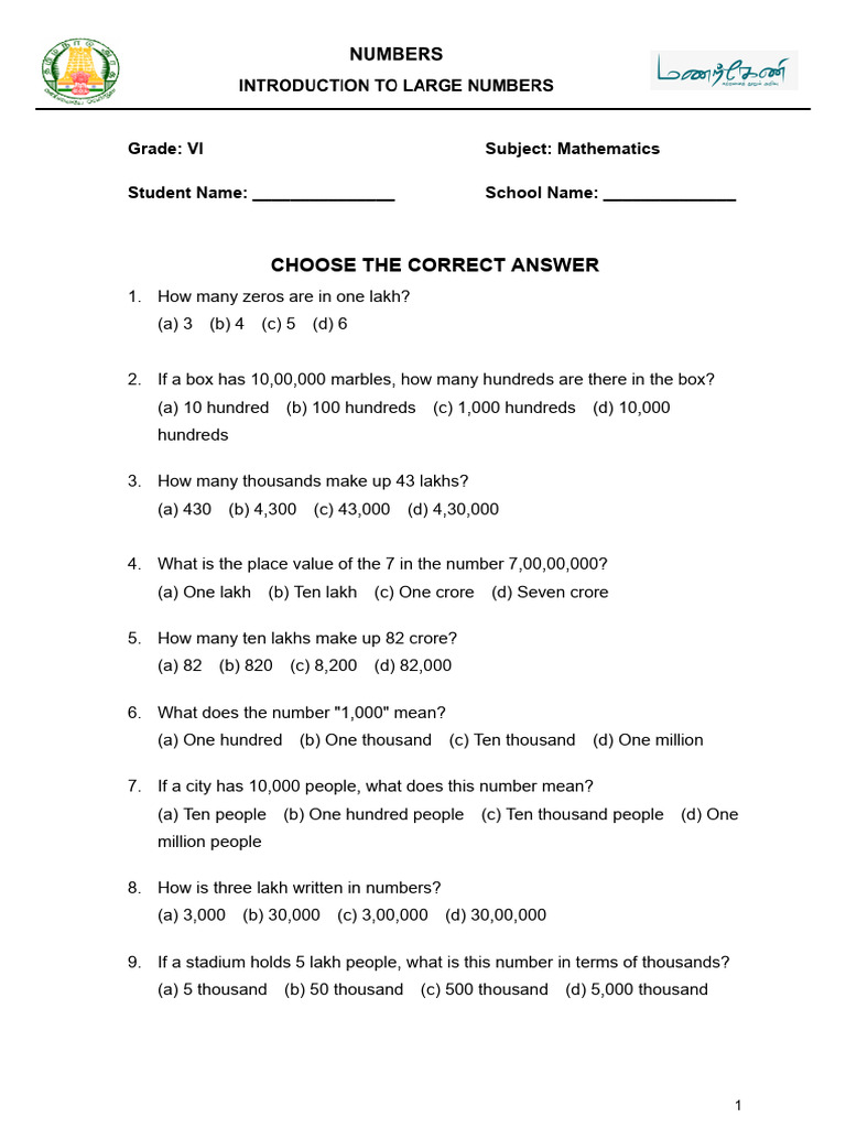 Grade VI Mathematics: Number Concepts | PDF | Chess | Chess Theory