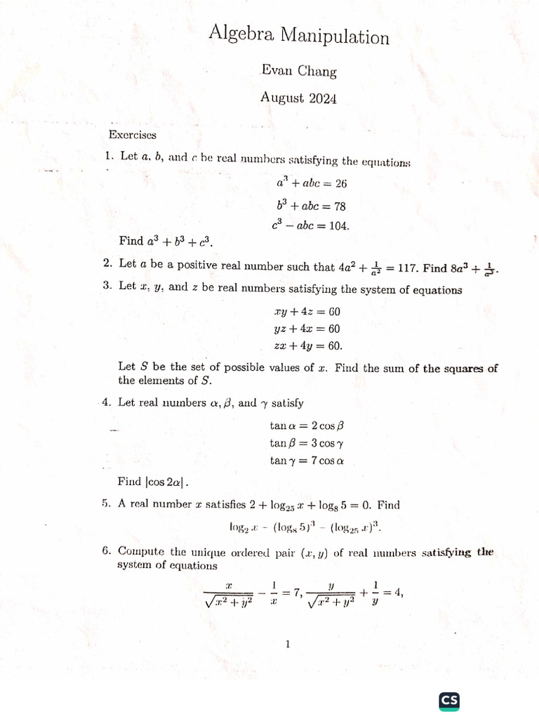 Algebraic Manipulation | PDF
