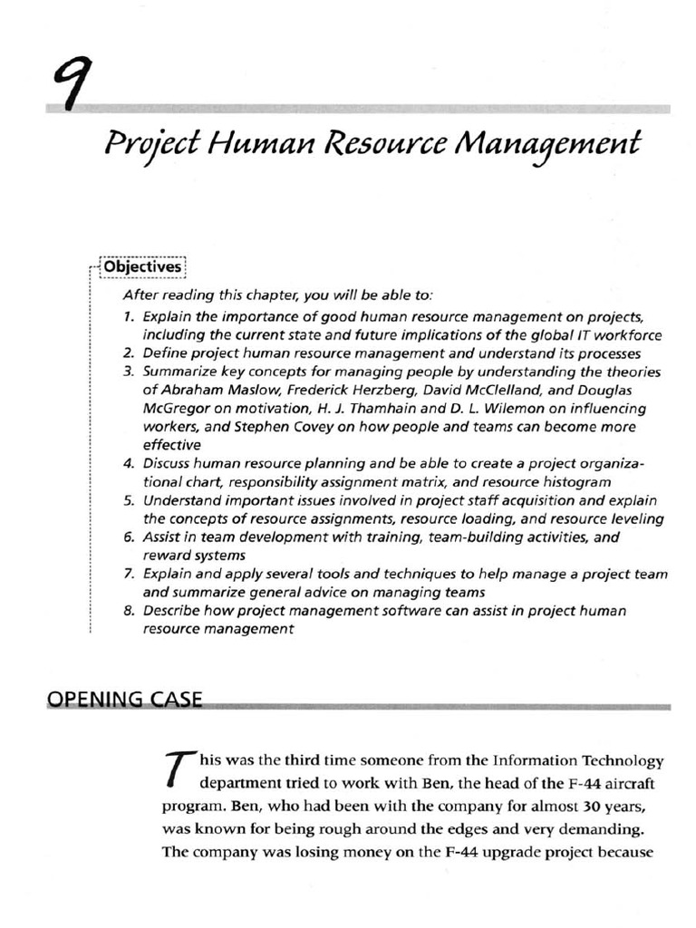 Chapter 9 Project Human Resource Management | PDF