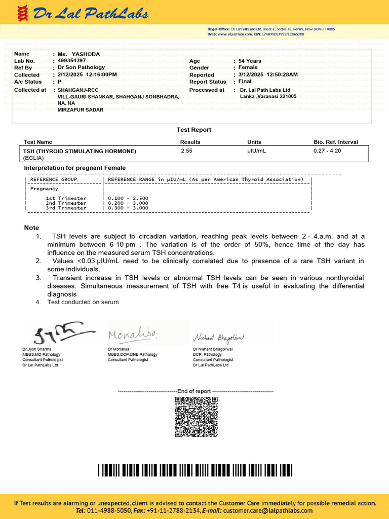 Dr. Lal Path Labs LTD Lanka, Varanasi 221005 Shahganj-Rcc Vill-Gauri ...