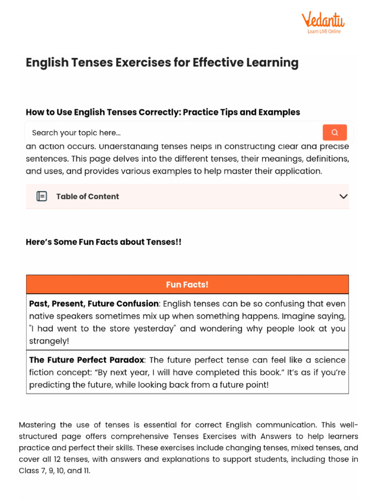 English Tenses Exercises For Effective Learning | PDF