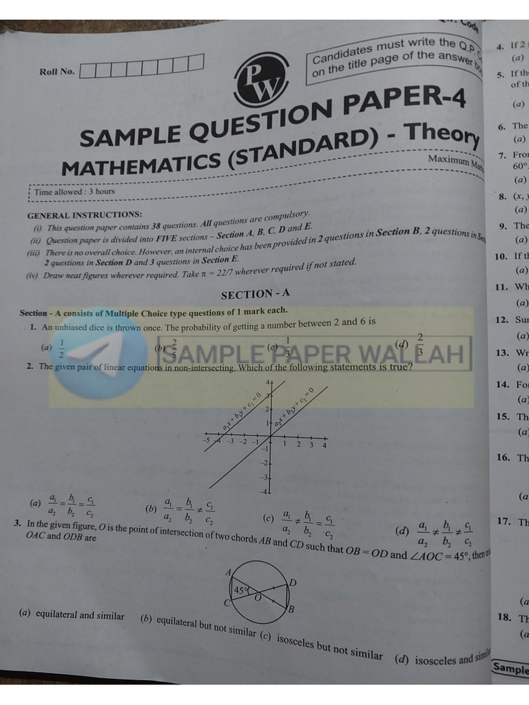 Math Sample Paper 4 | PDF