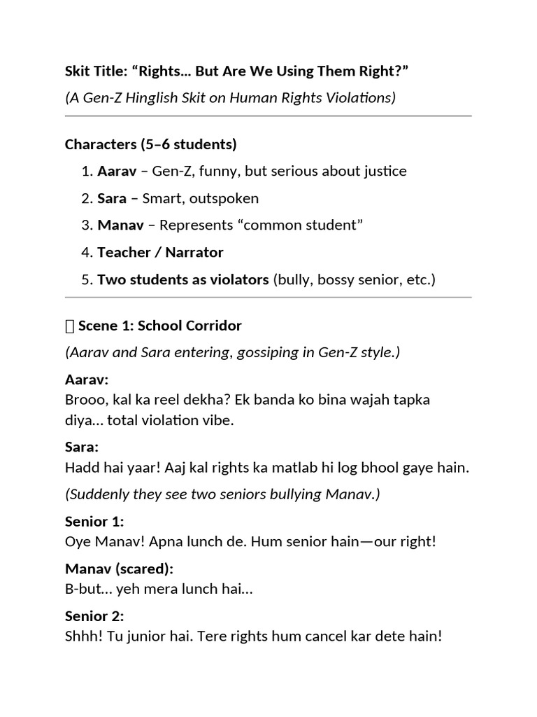 Human RIghts Violation Skit For Students | PDF