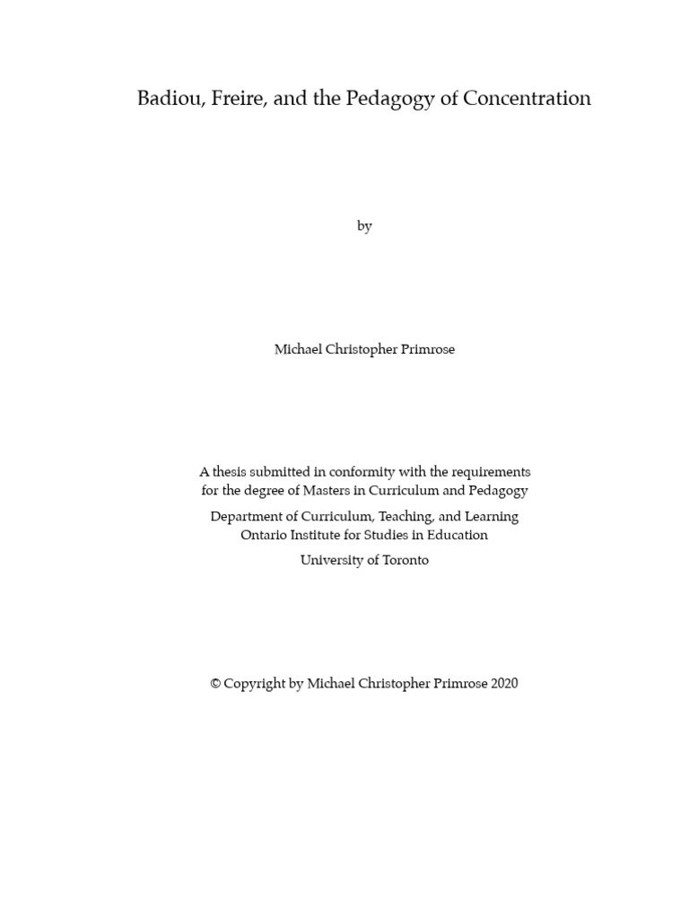 Primrose Michael 202011 MA Thesis | PDF | Marxism | Karl Marx