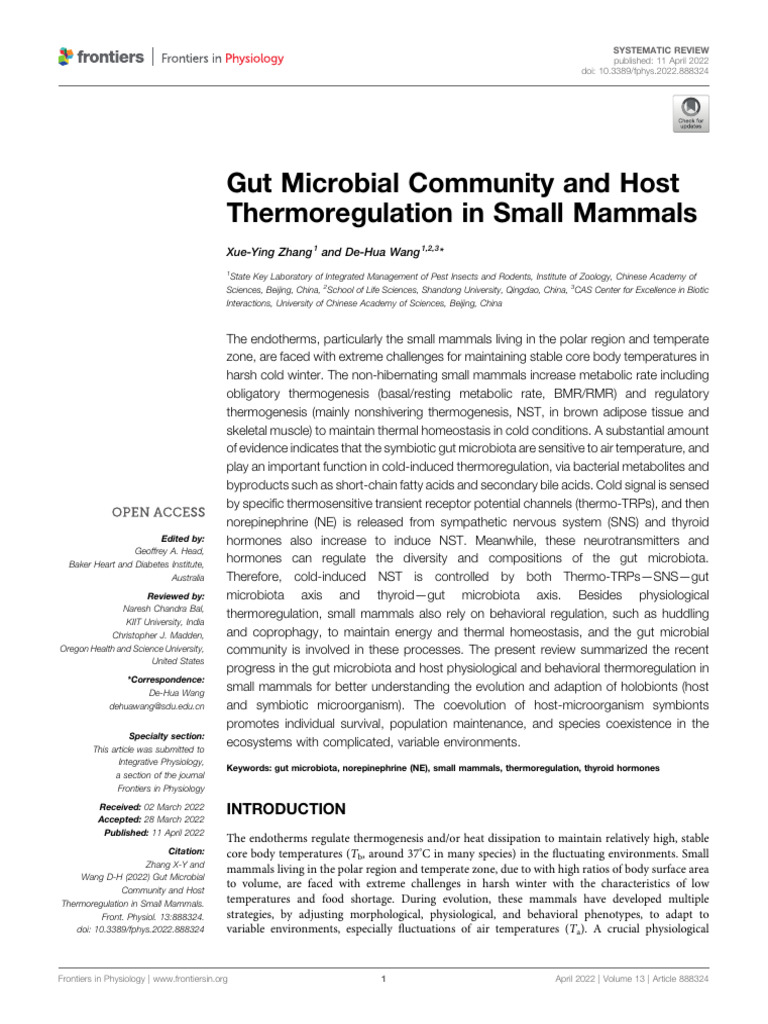 Gut Microbial Community and Host | PDF | Microbiota | Thermoregulation