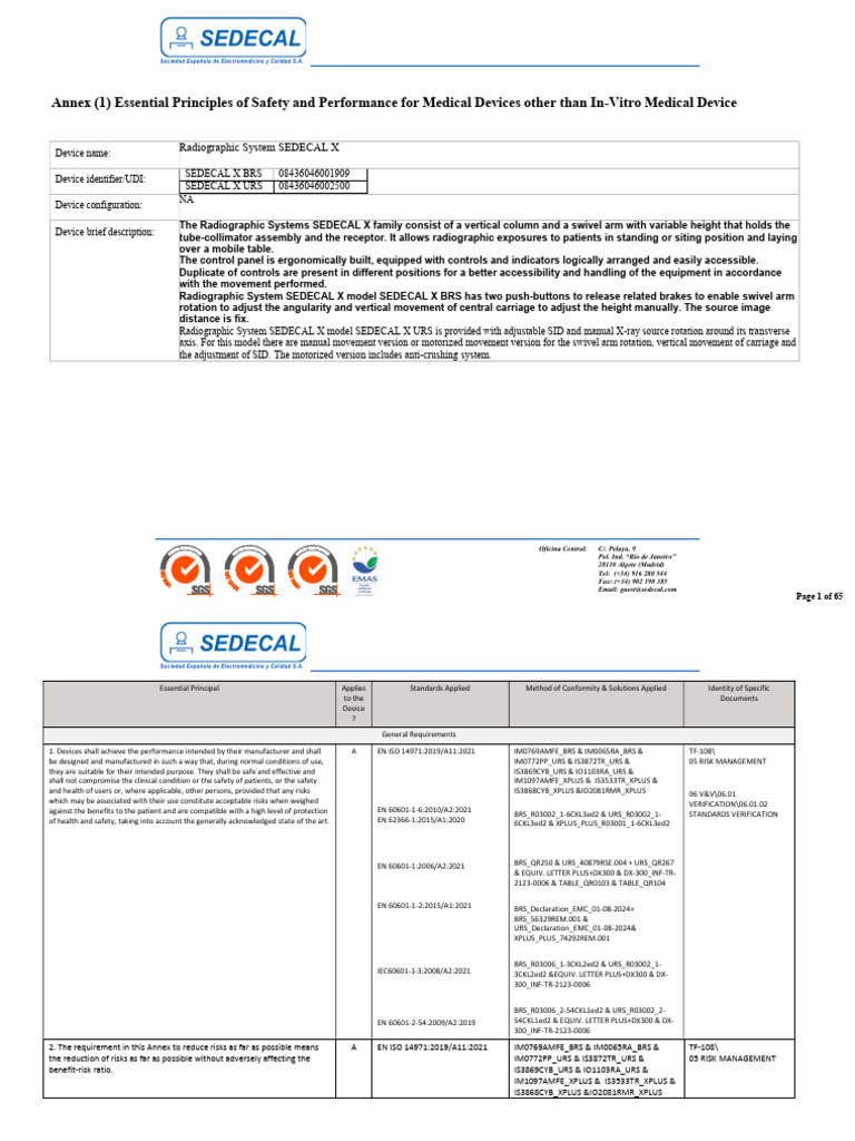 SEDECAL X Radiographic System Overview | PDF | Risk Management | Risk