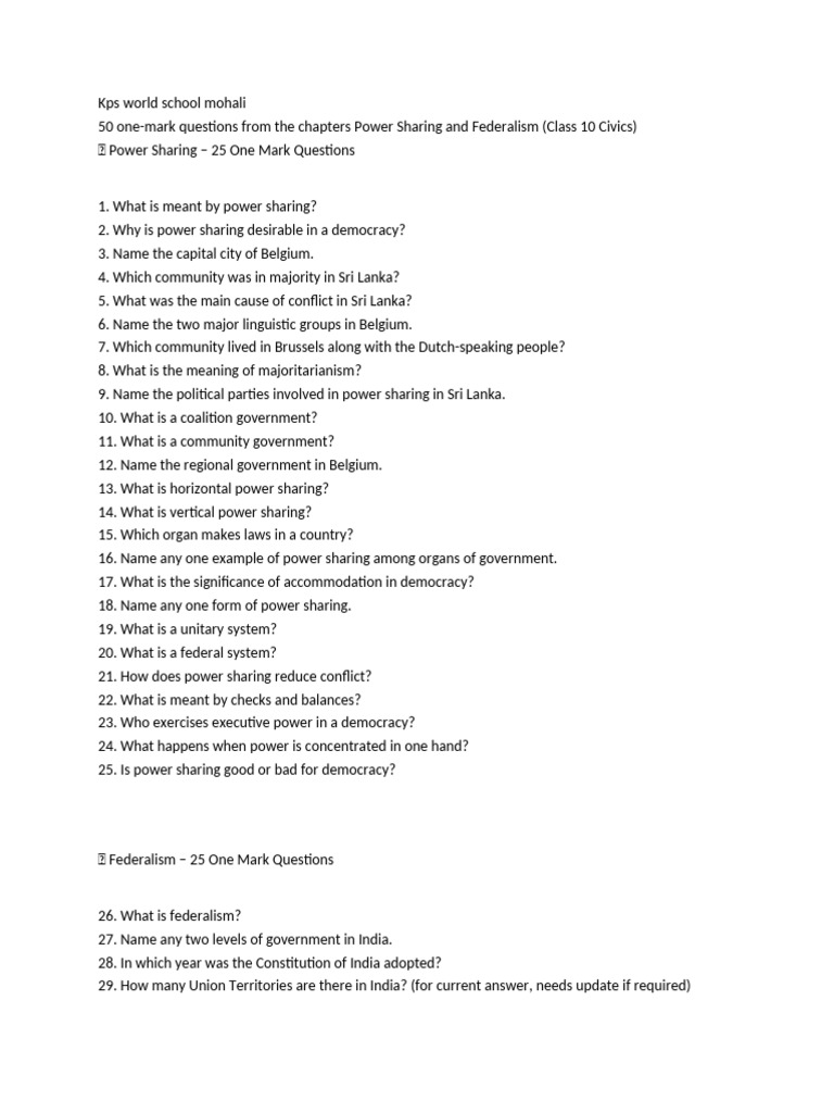 Questionnaire Class 10th Social Science | PDF | Political Science ...