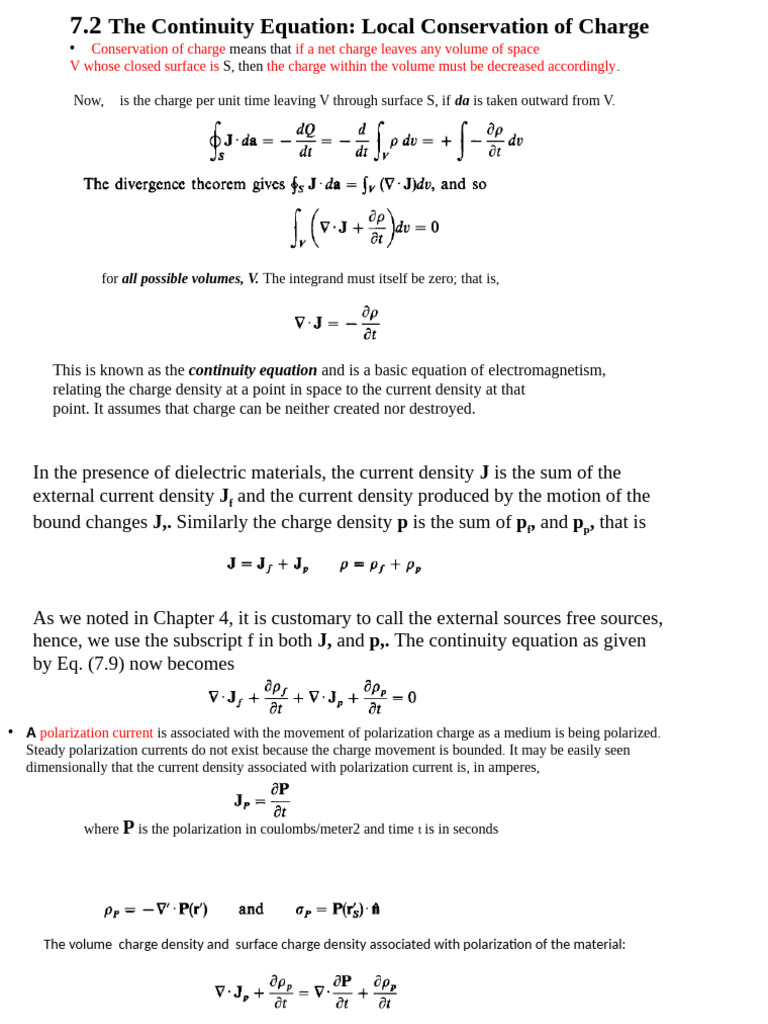 Ch- 5 Equation of Continity | PDF | Electrical Resistivity And ...
