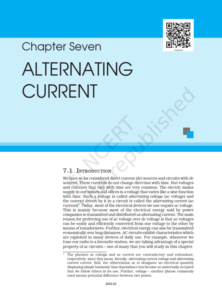 NCERT Highlights Ch 7 Alternating Current | PDF | Inductor | Capacitor