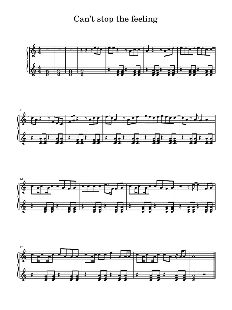 Can't Stop The Feeling - Piano | PDF