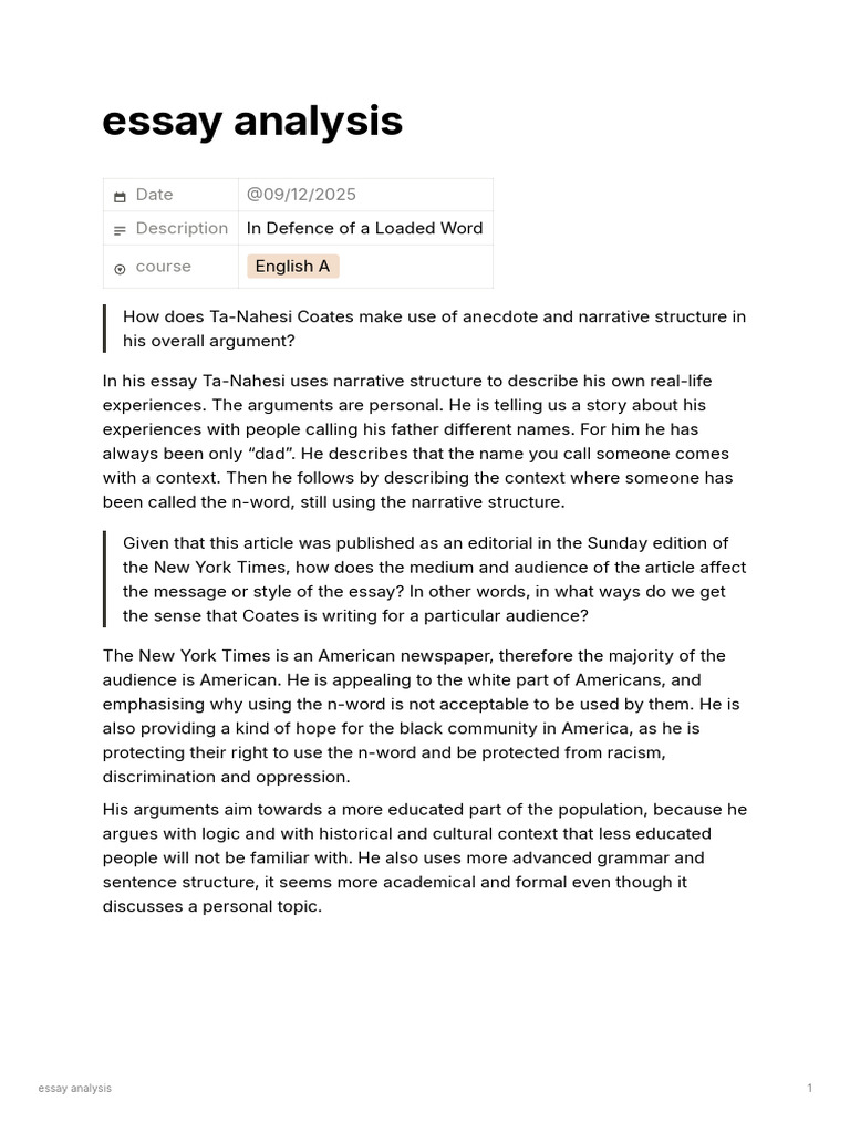 Essay Analysis | PDF