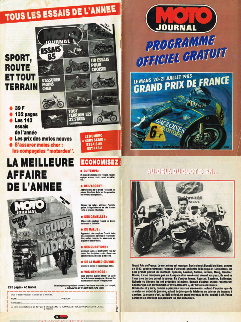 Programme GP France 1985 - Le Mans 20-21 Juillet 1985 | PDF