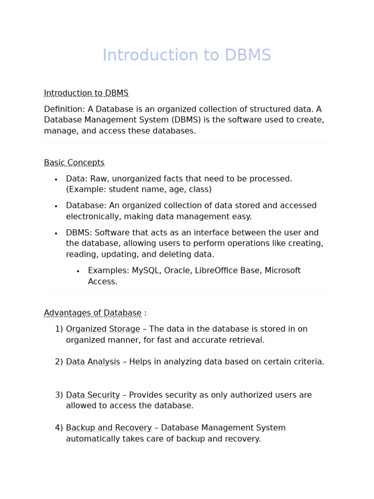 Introduction to DBMS | PDF | Databases | Relational Database